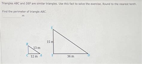 solved triangles abc and def are similar triangles use this