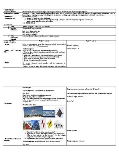 Triangle Congruence Postulates Lesson Plan Pdf Geometry Elementary Mathematics