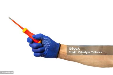 전공 하얀 배경에 분리된 도구를 들고 있는 전기 기사의 손 전기 기사의 도구 인력 남자의 손에 스크루 드라이버 고정시킴에 대한 스톡 사진 및 기타 이미지 Istock
