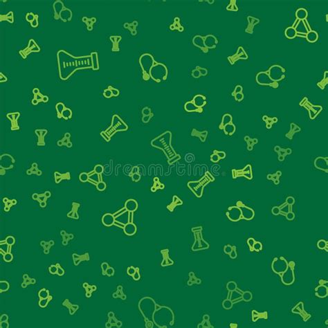 Set Line Test Tube Molecule And Stethoscope On Seamless Pattern Vector Stock Vector