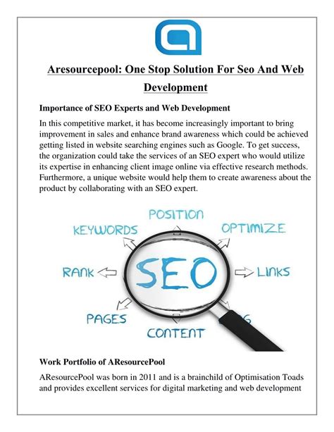 ppt aresourcepool one stop solution for seo and web development