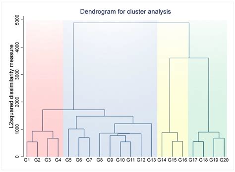 dendrogram generated by hierarchical clustering process showing the 4