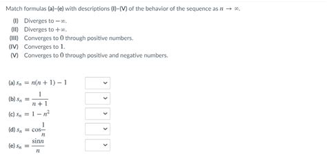 solved match formulas a e with descriptions 1 v of