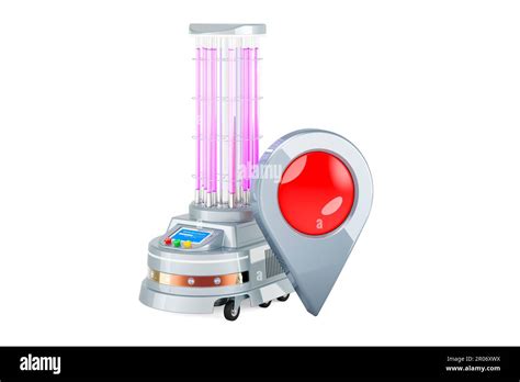 uv disinfection robot with map pointer 3d rendering isolated on white