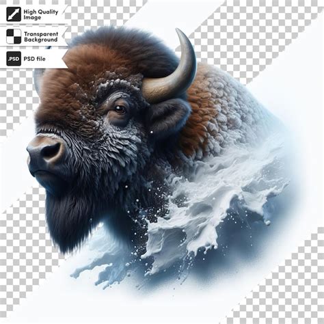 Premium Psd A Bison With A Picture Of A Buffalo Head And The Word