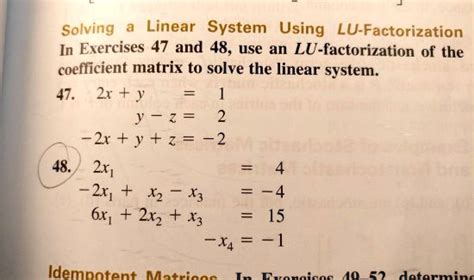 solved solving linear system using lu factorization in exercises 47