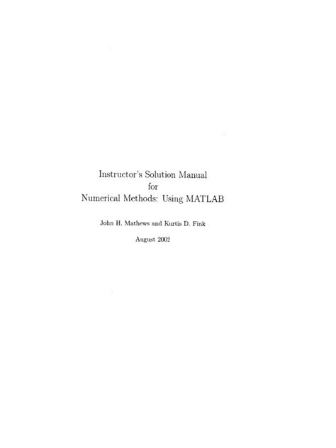 numerical methods using matlab 4ed solution manual pdf science