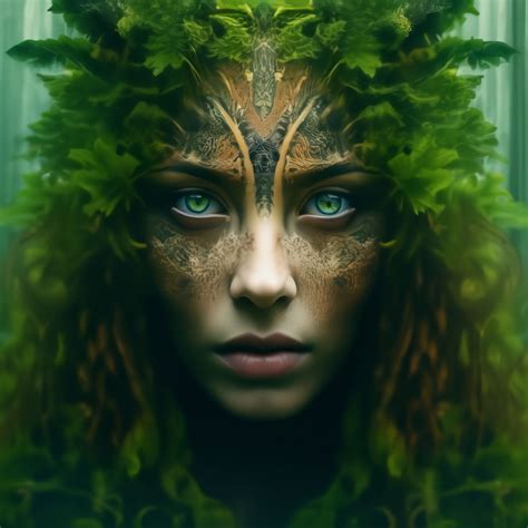 Photorealism Forest Spirit Colored Eyes In Symbiosis With Magical