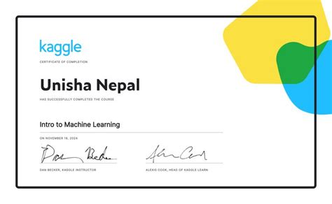 Unisha Nepal Completed The Intro To Machine Learning Course On Kaggle Unisha Nepal