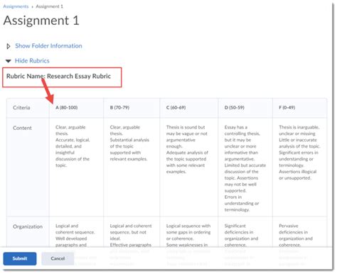 Grading Assignments Using Rubrics In D2l Centre For Excellence In