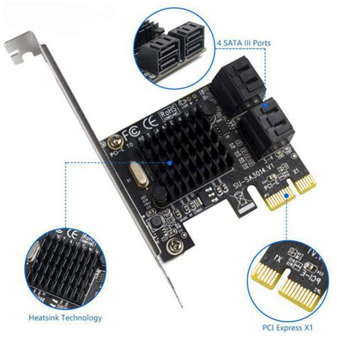 کامپیوتر دوقلو کارت تبدیل Pci E به چهار پورت Sata