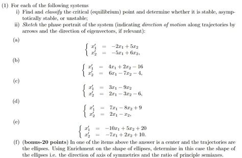Solved For Each Of The Following Systems I Find And Chegg