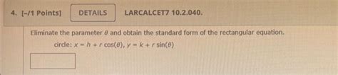 solved eliminate the parameter θ and obtain the standard