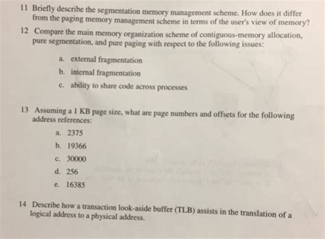 Solved 11 Briefly Describe The Segmentation Memory
