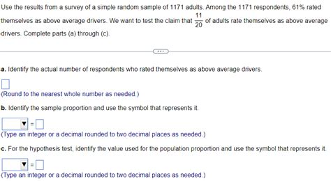 Solved Use The Results From A Survey Of A Simple Random