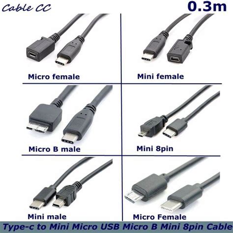 LZ Tipo c para micro usb mini usb macho e fêmea micro b mini 8pin telefone celular computador