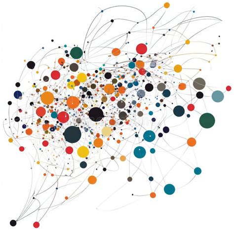 Colorful Network Structure Interconnected Nodes Lines White Background