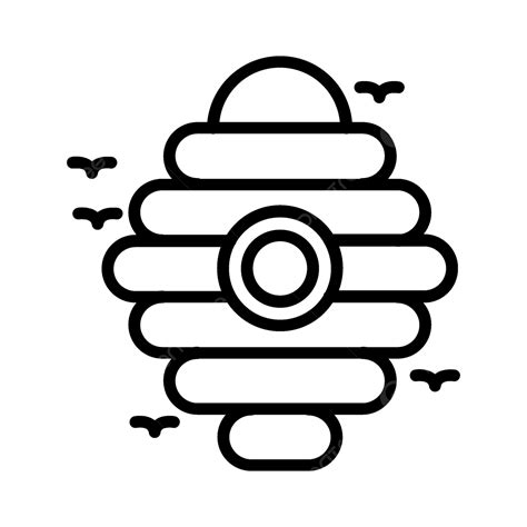 Beehive Line Icon Vector Bee Beehive Hive Png And Vector With