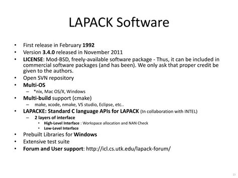 Ppt Linear Algebra Libraries For High Performance Computing