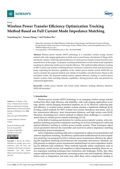 Pdf Wireless Power Transfer Efficiency Optimization Tracking Method Based On Full Current Mode