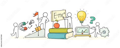 Sketch Of Physics Lab With Working Babe People Stock Vector Adobe Stock