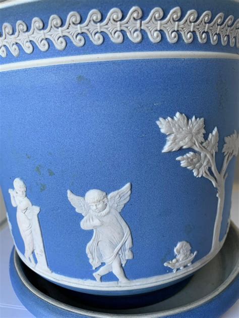 English Dudson Jasperware Blue And White Two Piece Pot At 1stdibs
