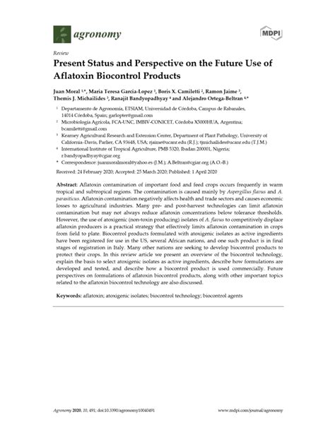 Present Status And Perspective On The Future Use Of Aflatoxin Biocontrol Products