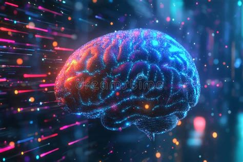 Digital Brain With Data Flow Stock Illustration Illustration Of