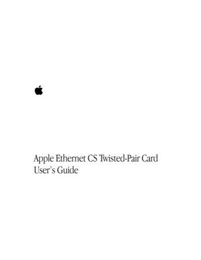 Apple Apple Ethernet Cs Twisted Pair Card Users Guide Apple Ethernet Cs Twisted Pair Card