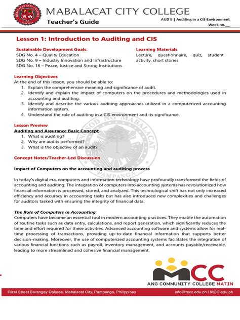 teachers guide aud 5 cis environment intro to audit and cis pdf