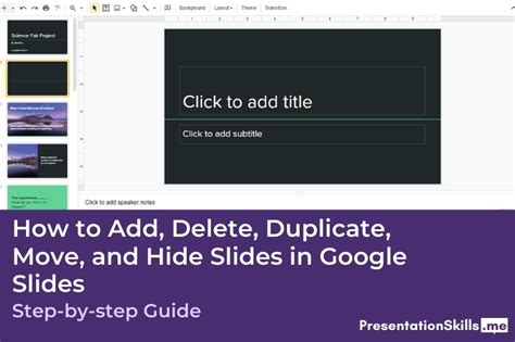 How To Add Delete Duplicate Move And Hide Slides In Google Slides