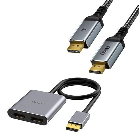 Fairikabe Displayport To Dual Displayport Splitter 4k60hz Dual Monitor Adapter Mst