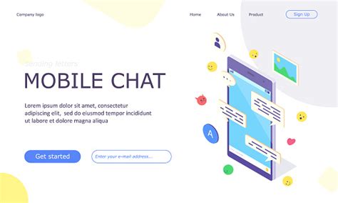 등가성 모바일 소셜 미디어 채팅 앱 배너 메시지 이모티콘 및 거품이 있는 온라인 응용 프로그램 기포에 대한 스톡 벡터 아트 및 기타 이미지 Istock