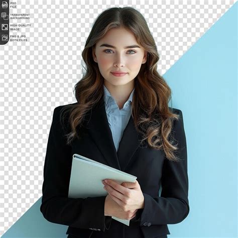 Premium Psd Business Woman Holding Folder Isolated
