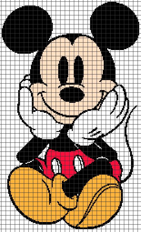 Mickey Mouse Sitting Graph And Row By Row Written Crochet Instructions 09