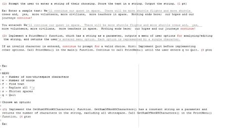 Solved 1 Prompt T The User To Enter A String Of Their