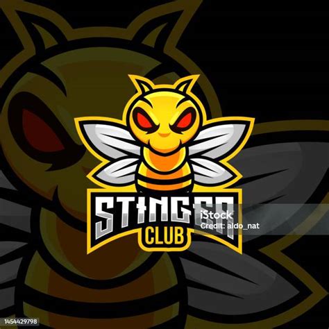 Stinger Bee Mascot Cartoon Esports Gaming Logo Vector Illustration