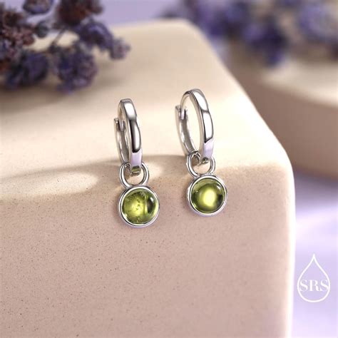 Genuine Peridot Hoop Earrings In Sterling Silver Detachable Green Per