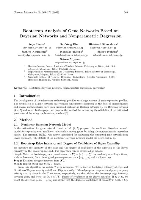Pdf Bootstrap Analysis Of Gene Networks Based On Bayesian Netowrks