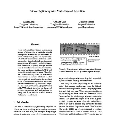 Video Captioning With Multi Faceted Attention Acl Anthology