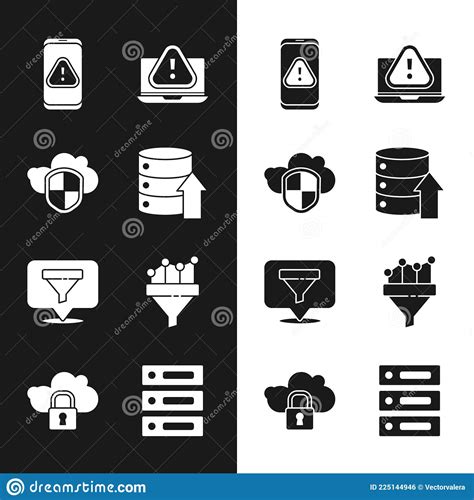 Set Server Data Web Hosting Cloud And Shield Mobile With