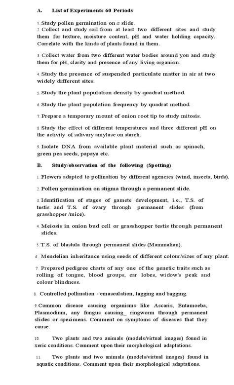 PSEB Class 12th Biology Syllabus 2024 PDF