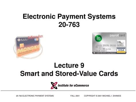 Ppt Electronic Payment Systems 20 763 Lecture 9 Smart And Stored