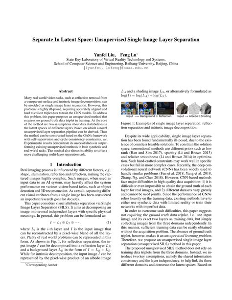 Pdf Separate From Observation Unsupervised Single Image Layer Separation