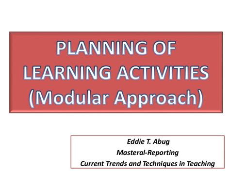 learning activities modular approach