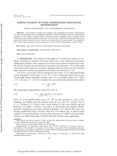 Strong Duality In Cone Constrained Nonconvex Optimization Download Free Pdf Convex Set