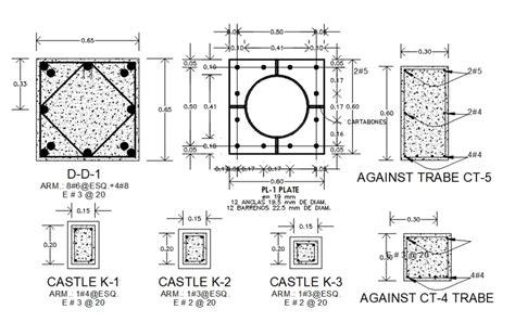 Column With Dimension DWG File