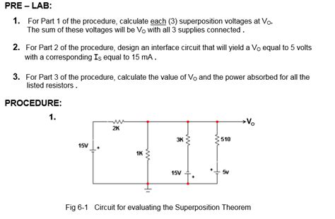 solved pre lab 1 for part 1 of the procedure calculate