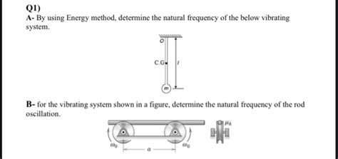 Solved Q A By Using Energy Method Determine The Natural Chegg