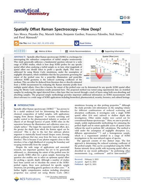 Pdf Spatially Offset Raman Spectroscopy How Deep